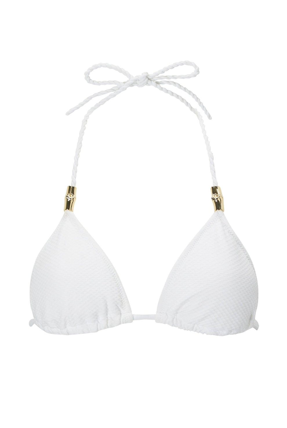 Core Rope Padded Triangle Bikini Top in White - Heidi Klein